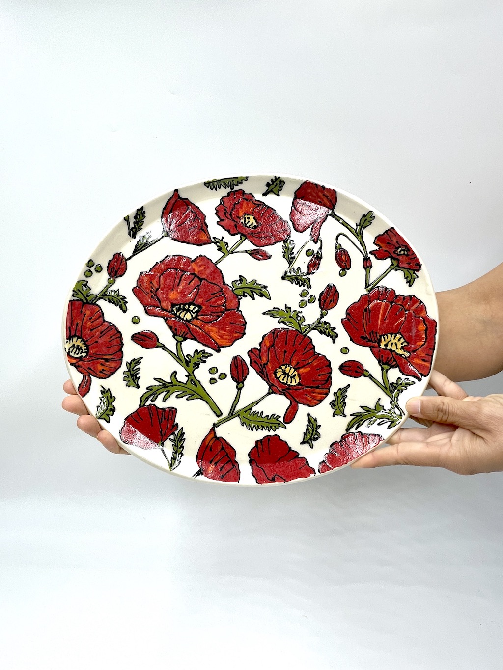 Poppy Plate Oval - Large - Ceramics By Nature