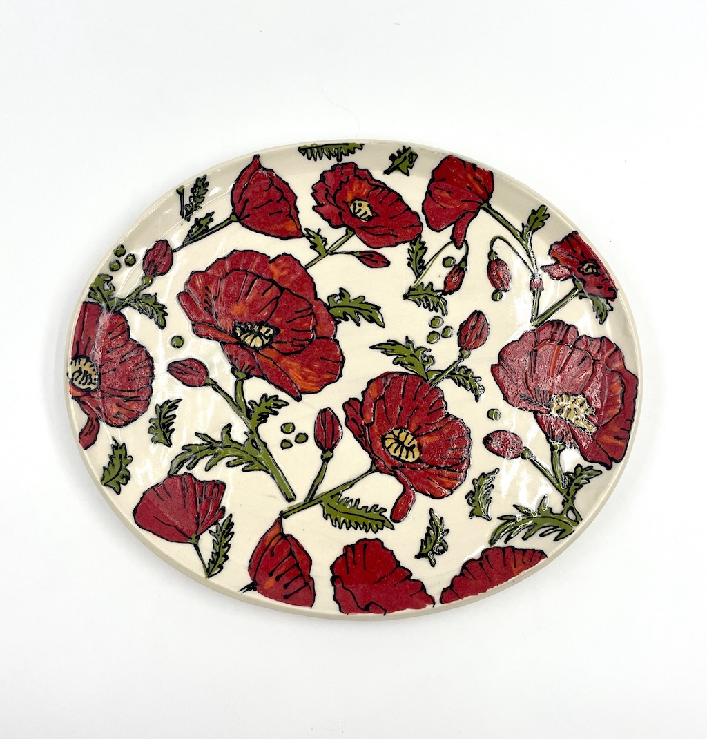 Poppy Plate Oval - Large - Ceramics By Nature